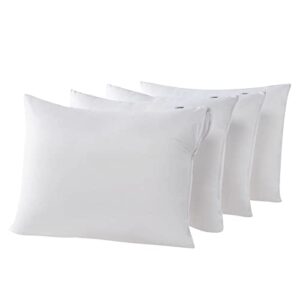 4 pack waterproof down feather proof pillow protectors with zipper queen size set of 4 protective covers for 20x30 20x28 bed pillows