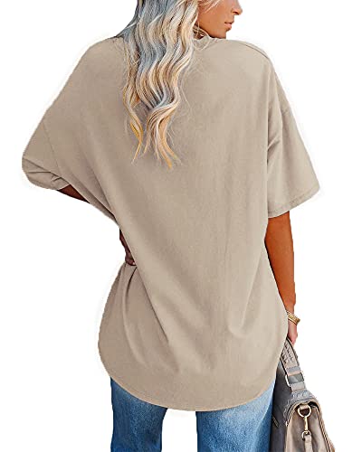 Ebifin Women's Oversized T Shirts Tees Half Sleeve V Neck Comfy Cozy Cotton Tunic Tops