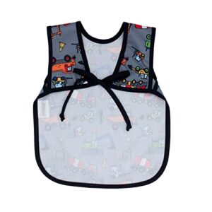 BapronBaby Construction Zone Bapron - No Neck Tie Safer Bib for Baby & Toddler - Soft Waterproof Stain Resistant - Machine Washable - Sz Baby/Toddler 6m-3T