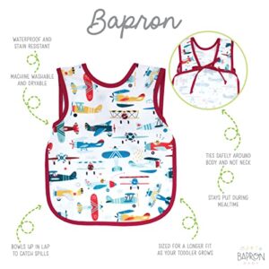 BapronBaby Retro Airplanes Bapron - No Neck Tie Safer Bib for Baby & Toddler - Soft Waterproof Stain Resistant - Machine Washable - Sz Baby/Toddler 6m-3T