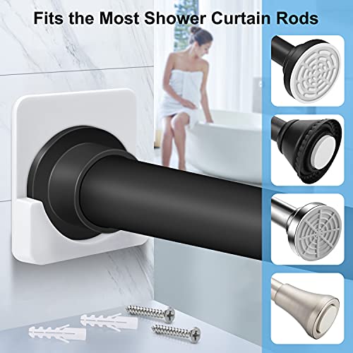 CRAZYBELLY 1 Pair Shower Curtain Rod Holder for Bathroom Self-Adhesive Tension Shower Curtain Rod Brackets No Drilling on Smooth Surface(White)