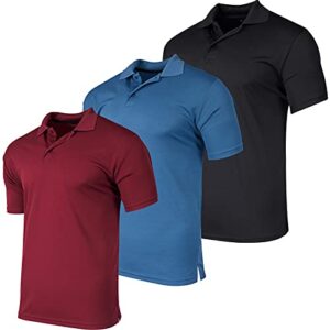 3 pack: big and tall men’s quick dry dri fit polo shirt short sleeve golf tennis clothing active wear athletic performance tech sports essentials wicking clothes plus size casual-fit top- set 3, 4xlt