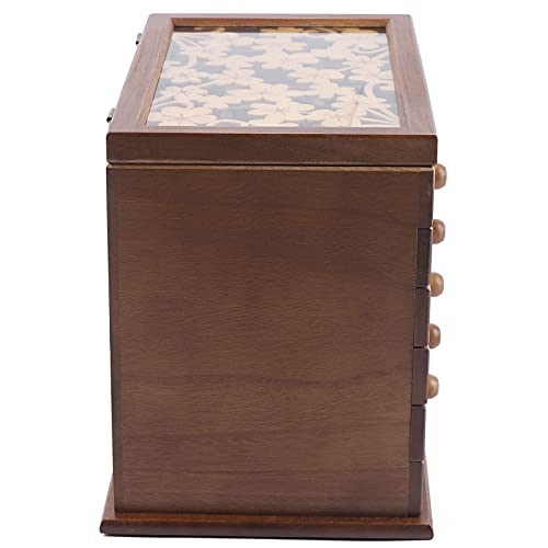 Aohuada Large Retro 6 Layers Wooden Jewellery Box Cabinet Display Organizer Wooden Jewelry Chest as Gift for Mom and Girlfriend