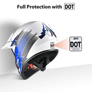 AHR Youth & Kids Motocross Helmet DOT Full Face Offroad Dirt Bike Helmet for Motorcycle, ATV and Mountain Bike, Model H-VEN12