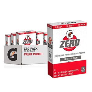 The Gatorade Company, Gatorade G Zero, Sugar Free Powder Sticks, 0.10oz Packets (Mixes with 20 ounces of Water) 10 Pack (Fruit Punch)