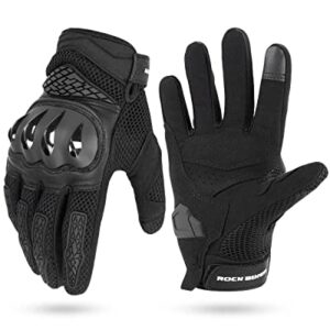 KEMIMOTO Men’s Motorcycle Gloves Touchscreen Dirt Bike Gloves Hard Knuckle Motorcycle Gloves for Men Women Motorcycle Riding Gloves Biker Gloves for Motorcycle Racing BMX ATV MTB Cycling (M, Black)