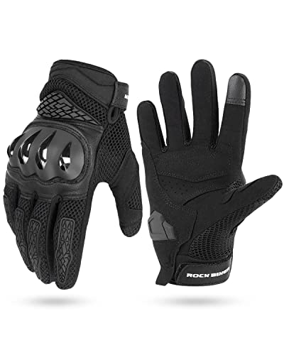 KEMIMOTO Men’s Motorcycle Gloves Touchscreen Dirt Bike Gloves Hard Knuckle Motorcycle Gloves for Men Women Motorcycle Riding Gloves Biker Gloves for Motorcycle Racing BMX ATV MTB Cycling (M, Black)