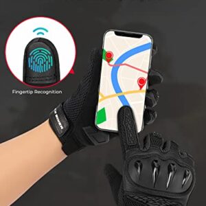 KEMIMOTO Men’s Motorcycle Gloves Touchscreen Dirt Bike Gloves Hard Knuckle Motorcycle Gloves for Men Women Motorcycle Riding Gloves Biker Gloves for Motorcycle Racing BMX ATV MTB Cycling (M, Black)