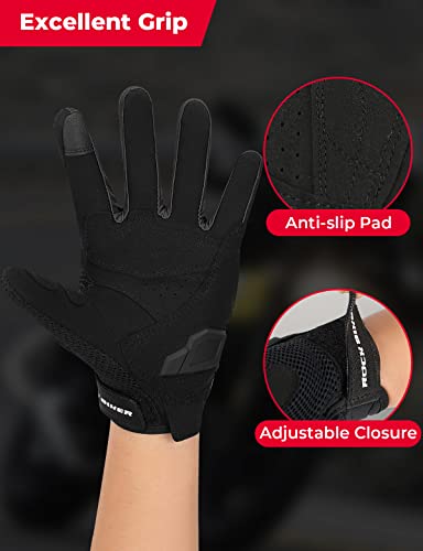 KEMIMOTO Men’s Motorcycle Gloves Touchscreen Dirt Bike Gloves Hard Knuckle Motorcycle Gloves for Men Women Motorcycle Riding Gloves Biker Gloves for Motorcycle Racing BMX ATV MTB Cycling (M, Black)