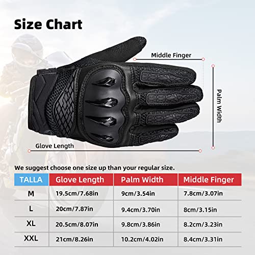 KEMIMOTO Men’s Motorcycle Gloves Touchscreen Dirt Bike Gloves Hard Knuckle Motorcycle Gloves for Men Women Motorcycle Riding Gloves Biker Gloves for Motorcycle Racing BMX ATV MTB Cycling (M, Black)