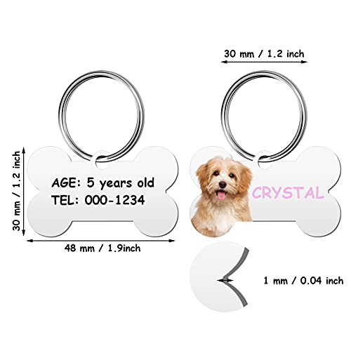 Hotop 16 Pieces Sublimation Blank Dog Tag Aluminum Dog Tag Bone Shaped Sublimation Blank Dog Tag Double Sided Dog Tag with Key Ring for Dogs and Cats Pet ID Tag