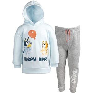 bluey bingo toddler boys fleece hoodie and pants outfit set blue/grey 3t