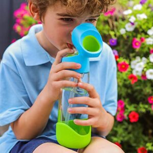 b.box 20oz Tritan Straw Bottle | Large, Modern Water Bottle with Flip Straw for Kids | Spill Proof, BPA Free (Ocean Breeze, 20 oz)