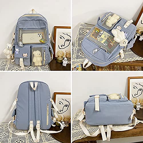 GGOOB Kawaii Backpack with Kawaii Pin and Accessories Cute Kawaii Backpack for School Bag Kawaii Girl Backpack Cute (Ivory)