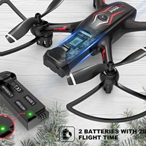 NEHEME NH530 Drones with Camera for Adults Kids, FPV Drone with 1080P HD Camera, RC Quadcopter for Beginners with Gravity Sensor, Headless Mode, One Key Return/Take Off/Landing, Drone with 2 Batteries