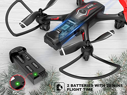 NEHEME NH530 Drones with Camera for Adults Kids, FPV Drone with 1080P HD Camera, RC Quadcopter for Beginners with Gravity Sensor, Headless Mode, One Key Return/Take Off/Landing, Drone with 2 Batteries