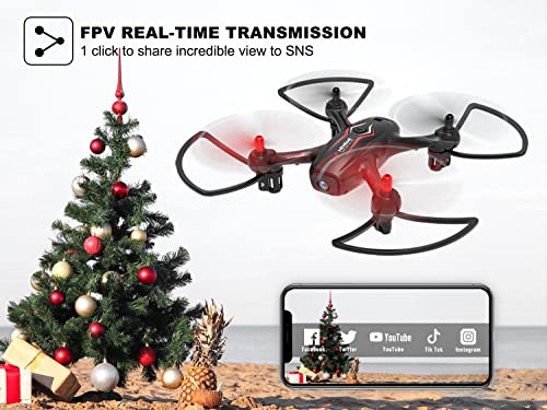 NEHEME NH530 Drones with Camera for Adults Kids, FPV Drone with 1080P HD Camera, RC Quadcopter for Beginners with Gravity Sensor, Headless Mode, One Key Return/Take Off/Landing, Drone with 2 Batteries