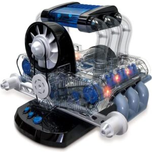 playz flat 6 model engine building kit - 320+ pieces revved-up internal v8 style combustion to build your own mini engine that works - diy stem project & gift for kids, teens, & hobby kit for adults