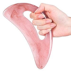 scienlodic gua sha massage tool with handle (resin) larger guasha scraping tool for back neck face leg massage, lymphatic drainage, cellulite remove