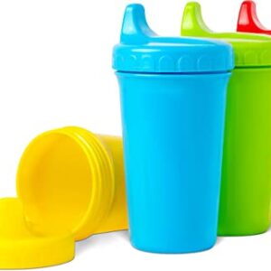 PLASKIDY Toddler Sippy Cups - Set of 4 Spill proof Cups for Toddlers 10 Ounce - Kids Sippy Cups with Removeable Silicone Valve Dishwasher Safe BPA Free Brightly Colored Childrens Sippy Drinking Cups