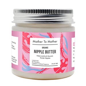 organic nipple butter breastfeeding cream by mother to mother | lanolin-free, safe for nursing & dry skin, non-gmo project verified, 2 fl oz, white, 2 ounce