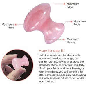 Melous Gua Sha Facial Tools, Jade Roller Guasha Massage Rose Quartz Mushroom Shape Stones Face Lift Remove Wrinkles Massager Gift for Women