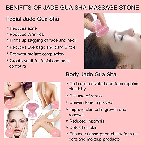 Melous Gua Sha Facial Tools, Jade Roller Guasha Massage Rose Quartz Mushroom Shape Stones Face Lift Remove Wrinkles Massager Gift for Women