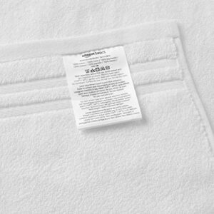 Amazon Basics Cotton Hand Towels, Made with 30% Recycled Cotton Content - 6-Pack, White