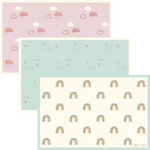 hippypotamus disposable placemats baby - pack of 45 bpa free table toppers for kids and toddlers - extra sticky travel mat for restaurant (cream/sage/blush)