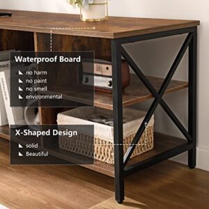 WEENFON Stand for 55 Inch TV, Retro Home Media Entertainment Center with 6 Storage Shelves, Industrial TV Console Cabinet for Living Room, Modern TV Stand Table, Rustic Brown