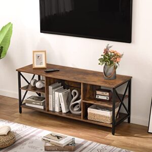 WEENFON Stand for 55 Inch TV, Retro Home Media Entertainment Center with 6 Storage Shelves, Industrial TV Console Cabinet for Living Room, Modern TV Stand Table, Rustic Brown