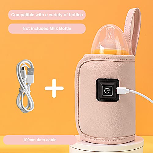 Baby Bottle Warmer,USB Milk Heat Keeper, Gentle Warmth Maintain Perfect Temperature for Baby Milk,Used for Baby Milk,Used in Home,Outside and in Car,Slow Heating to Keep Warm(Pink)