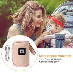 Baby Bottle Warmer,USB Milk Heat Keeper, Gentle Warmth Maintain Perfect Temperature for Baby Milk,Used for Baby Milk,Used in Home,Outside and in Car,Slow Heating to Keep Warm(Pink)