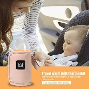 Baby Bottle Warmer,USB Milk Heat Keeper, Gentle Warmth Maintain Perfect Temperature for Baby Milk,Used for Baby Milk,Used in Home,Outside and in Car,Slow Heating to Keep Warm(Pink)