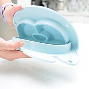 Fold-N-Go Baby Plates & Toddler Plates | Foldable for easy carry | 100% Food Grade Silicone Plate | BPA Free | Baby led weaning plate | Microwave and dishwasher safe (BLUE SKY)