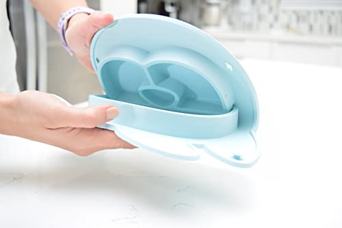 Fold-N-Go Baby Plates & Toddler Plates | Foldable for easy carry | 100% Food Grade Silicone Plate | BPA Free | Baby led weaning plate | Microwave and dishwasher safe (BLUE SKY)