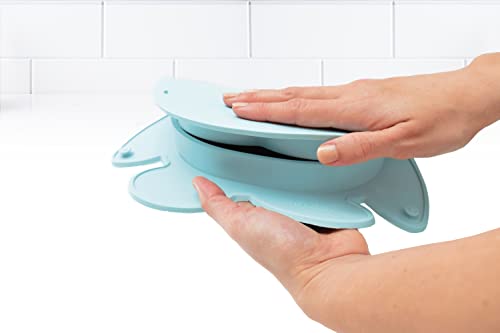 Fold-N-Go Baby Plates & Toddler Plates | Foldable for easy carry | 100% Food Grade Silicone Plate | BPA Free | Baby led weaning plate | Microwave and dishwasher safe (BLUE SKY)