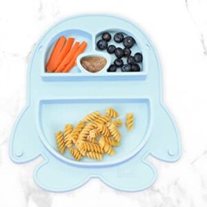 Fold-N-Go Baby Plates & Toddler Plates | Foldable for easy carry | 100% Food Grade Silicone Plate | BPA Free | Baby led weaning plate | Microwave and dishwasher safe (BLUE SKY)