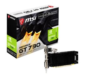 msi gaming 64-bit dual-link dvi-d/hdmi nvidia geforce low profile graphics card (n730k-2gd3h/lpv1)