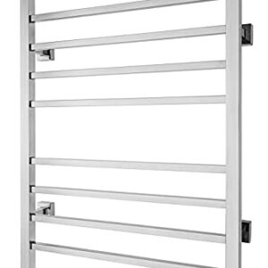 WarmlyYours TW-SR08PS-HP 8-Bar Sierra Electric Heated Bath Towel Warmer Rack, Dual Connection, Hardwired and Plug-in, Wallmountable, Programmable Timer, Stainless Steel, Polished Stainless