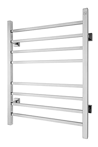 WarmlyYours TW-SR08PS-HP 8-Bar Sierra Electric Heated Bath Towel Warmer Rack, Dual Connection, Hardwired and Plug-in, Wallmountable, Programmable Timer, Stainless Steel, Polished Stainless