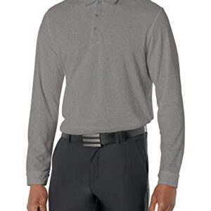 adidas Golf Men's Standard UPF Long Sleeve Polo Shirt, Grey Three Melange, Large