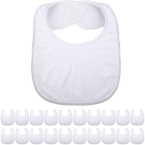 Geyoga 20 Pieces Sublimation Blanks White Bibs for Baby Decorating Washable Reusable Fabric Bibs (White)