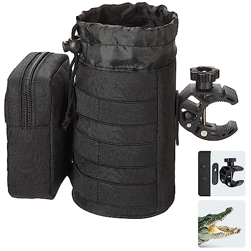 KEMIMOTO Motorcycle Cup Holder, 32OZ Motorcycle Drink Holder with 0.6"-1.5" Alligator Clamp, ATV Cup Holder with Front Pocket for Motorcycle, ATV/UTV, Scooter, Boat, Kayak, Bike, Walker, Black