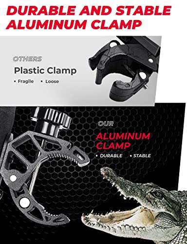 KEMIMOTO Motorcycle Cup Holder, 32OZ Motorcycle Drink Holder with 0.6"-1.5" Alligator Clamp, ATV Cup Holder with Front Pocket for Motorcycle, ATV/UTV, Scooter, Boat, Kayak, Bike, Walker, Black