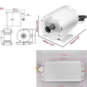 High Speed Brushless DC Motor Kits 2000W 60V Electric Gokart Motor 4250RPM Rated Mid Motors with Controller Pedal Throttle for E-Scooter E-Bike Dirt Bike Motorcycle