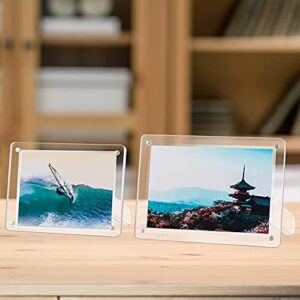 ECOSEAO 4x6 Minimalist Picture Frame Acrylic Glass Photo Frame with Magnetic Desktop Display Horizontally or Vertically