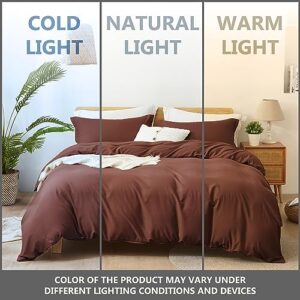 ALAZURIA Duvet Cover 3 Piece Set Washed Microfiber-Ultra Soft Breathable with Zipper Closure (1 Comforter Cover + 2 Pillow Shams) Rust Burgundy, King