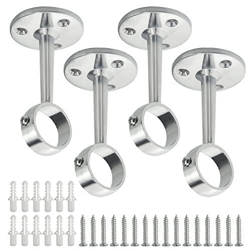 WMYCONGCONG 4 PCS Shower Curtain Closet Rod Holder Ceiling-mounted Curtain Rod Bracket 1 Inch Diameter Shower Curtain Flange Pole End Supports