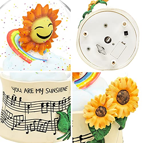 Sunflower Music Box Snow Globe, Sunflower Gift for Wife Girlfriend Women, Flower Snowglobe Musical Box with Light Birthday Christmas Valentine Play You are My Sunshine